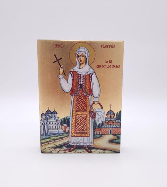 Icoana pictata cu foita de aur - Sf. Filofteia - 19x14 cm